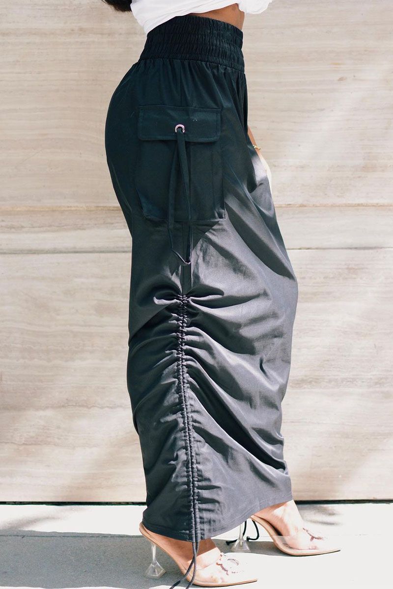 US$ $15.99 - Casual Solid Draw String Fold Bottoms - Vogue Rose