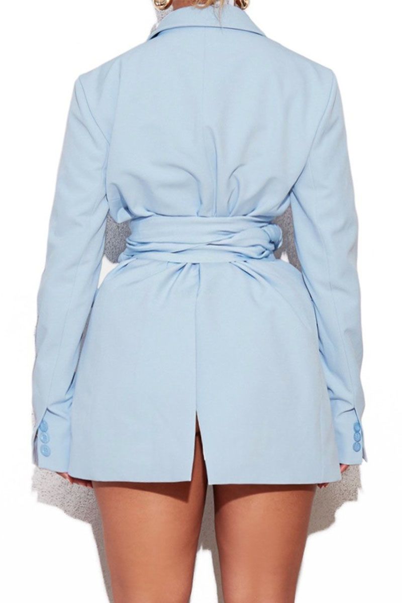 US$ $43.49 - Casual Elegant Solid Split Joint Buttons Turn-back Collar ...